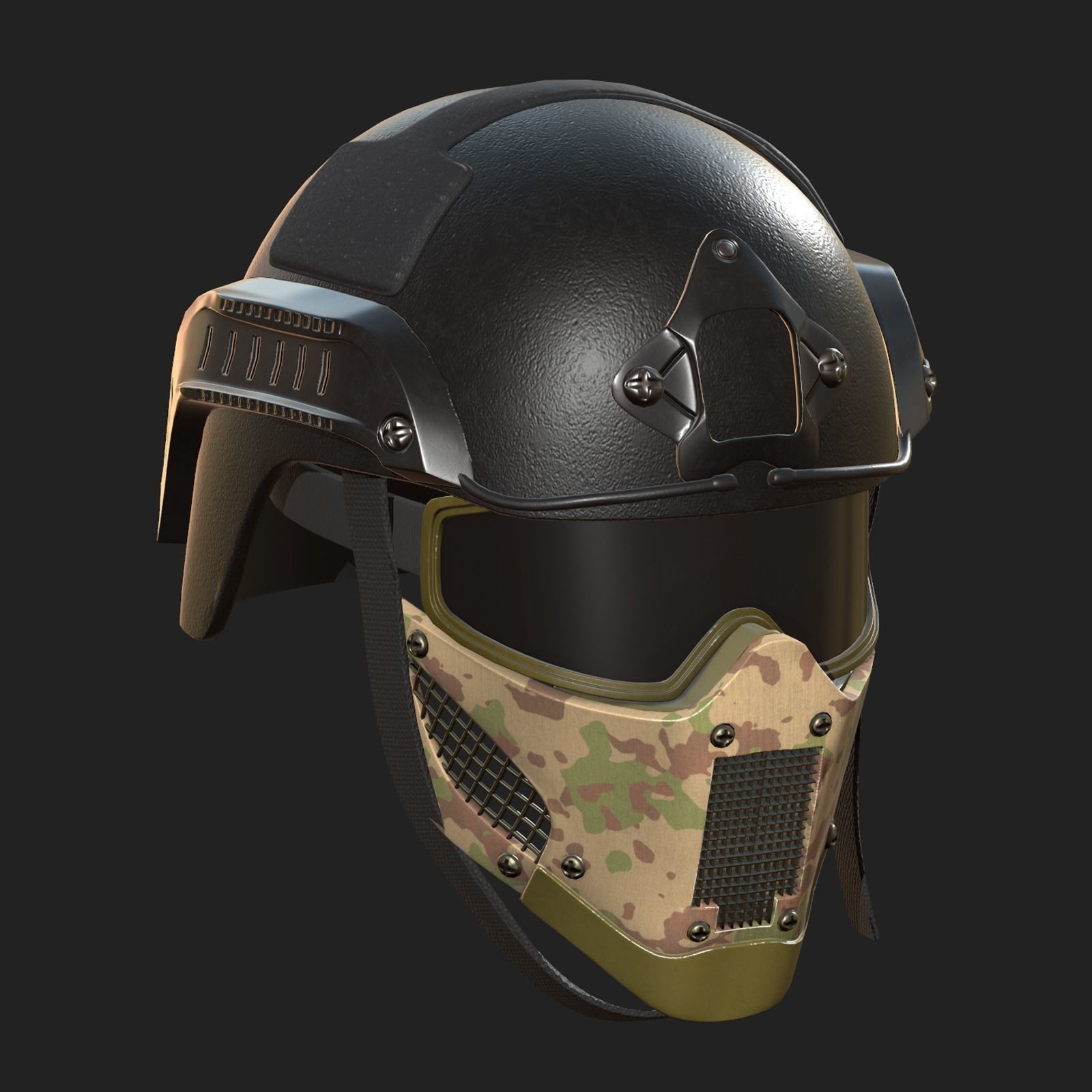 3D model Helmet mask millitary combat soldier armor VR / AR / low-poly ...