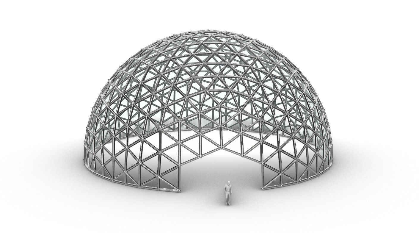 Geodesic Dome Large with Frame and Panels and Entryway 3D model | CGTrader