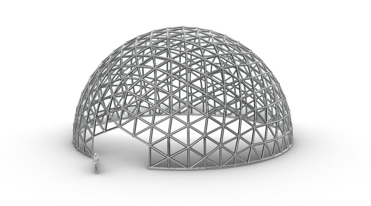 Geodesic Dome Large with Frame and Panels and 3D