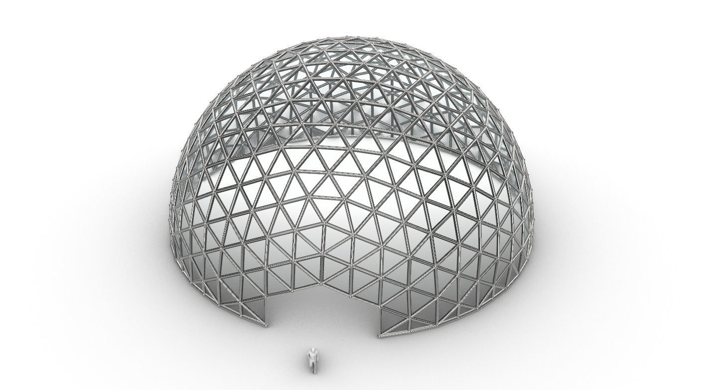 Geodesic Dome Large with Frame and Panels and Entryway 3D model | CGTrader