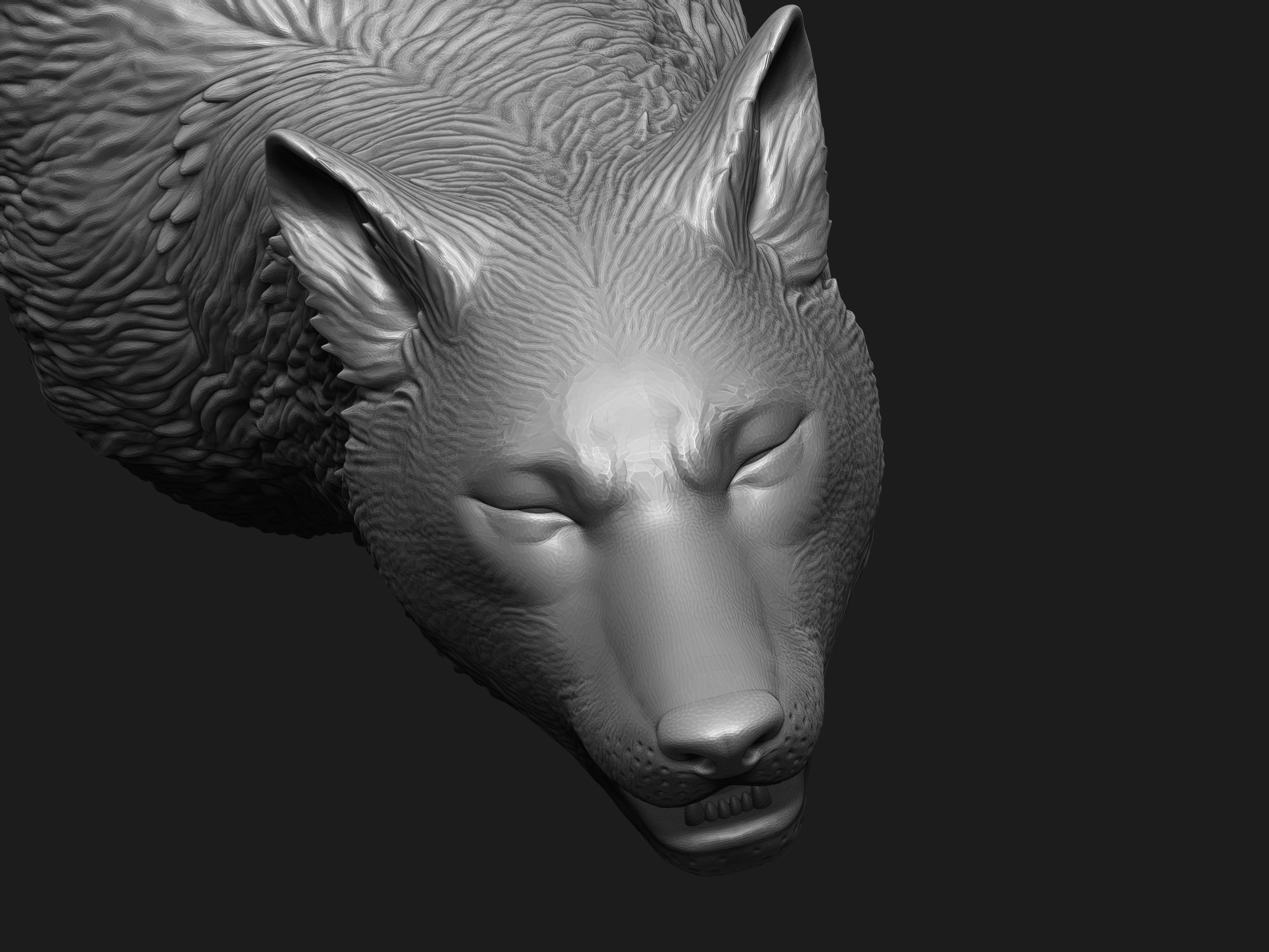Howling Wolf 3D model 3D printable | CGTrader