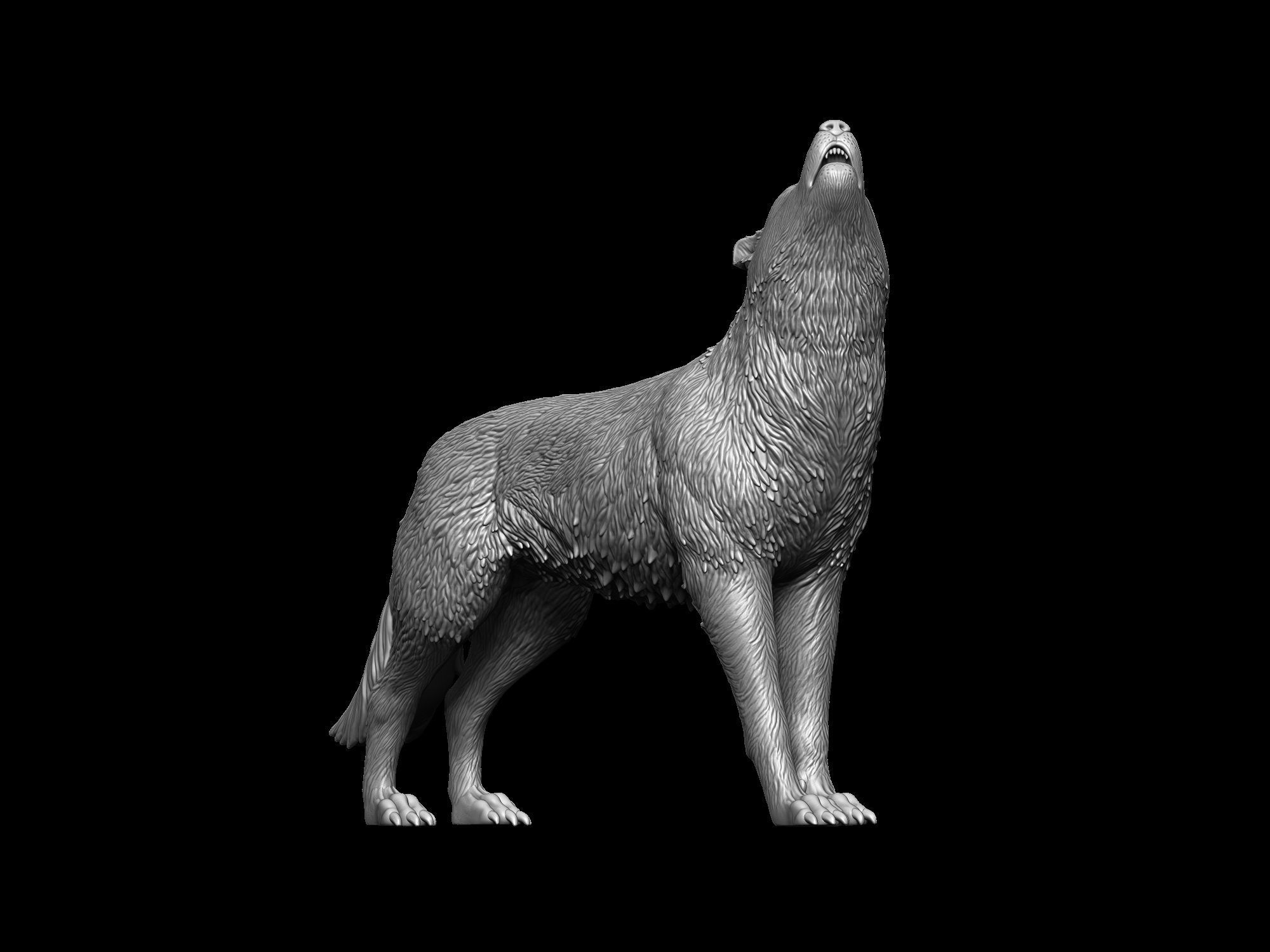 Howling Wolf 3D model 3D printable | CGTrader