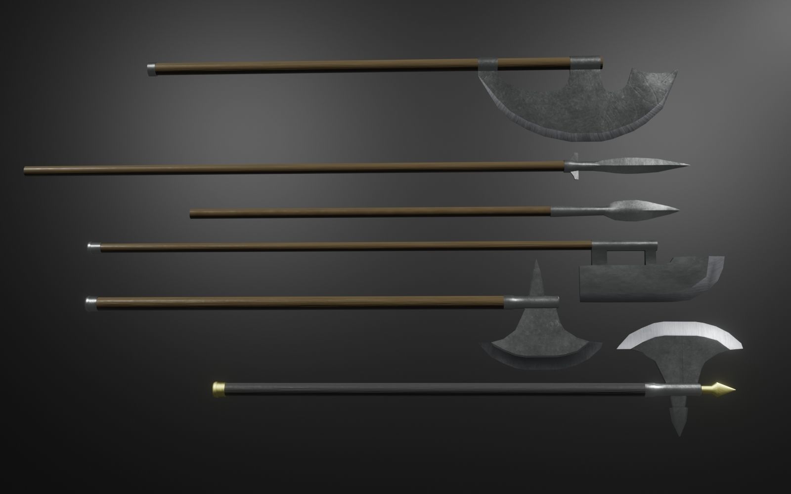 3D model 24 types of low-poly medieval weapons VR / AR / low-poly ...