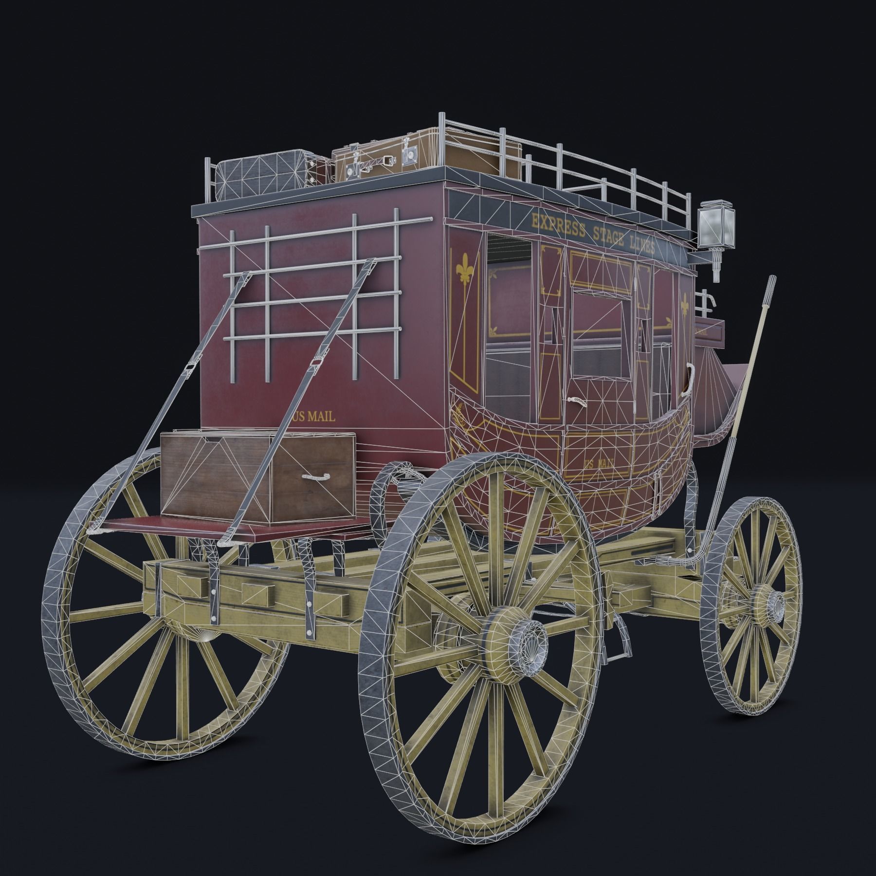 3D model US Mail Stagecoach VR / AR / low-poly | CGTrader