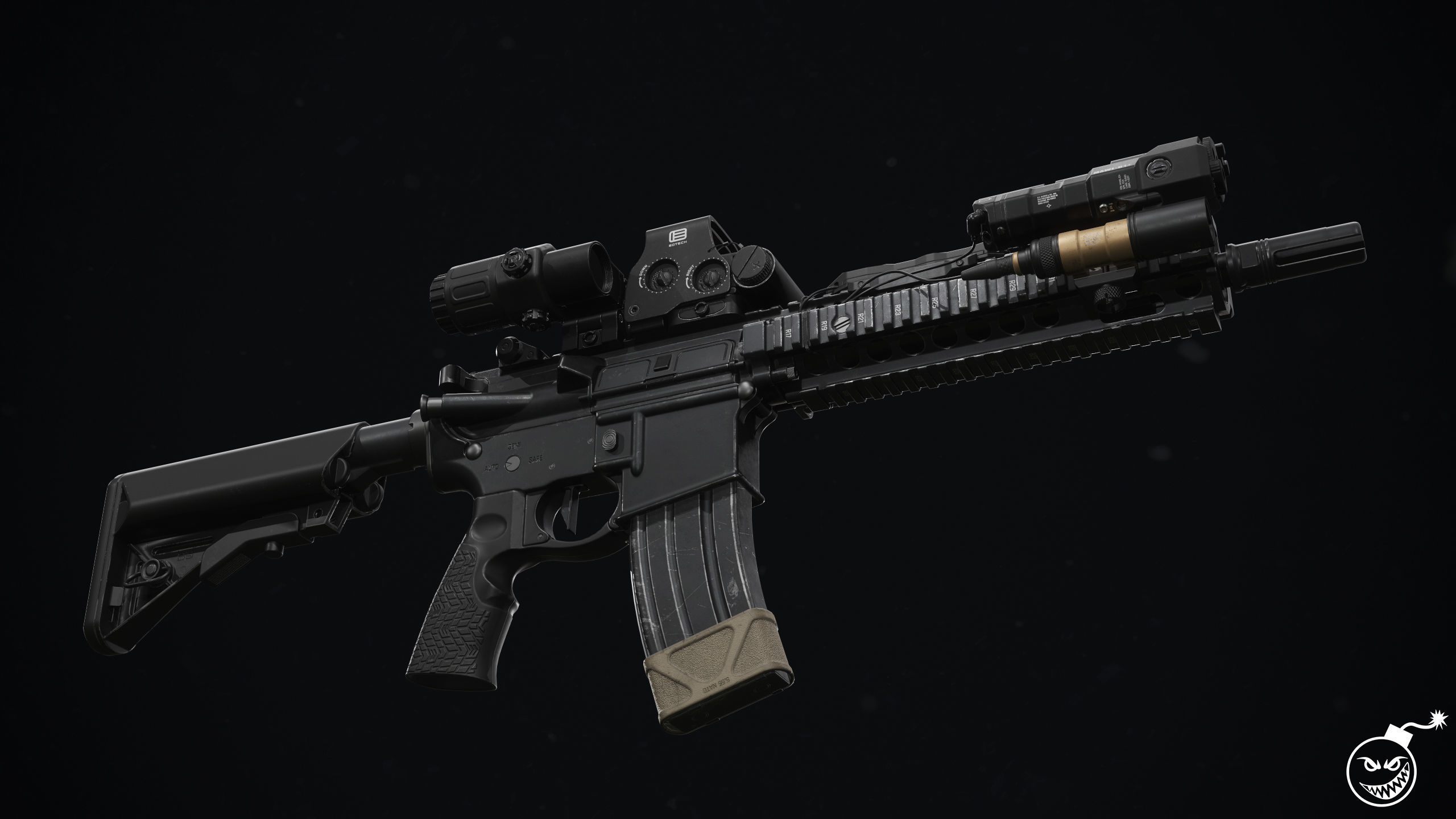 3D model Daniel Defense MK18 Painted VR / AR / low-poly | CGTrader