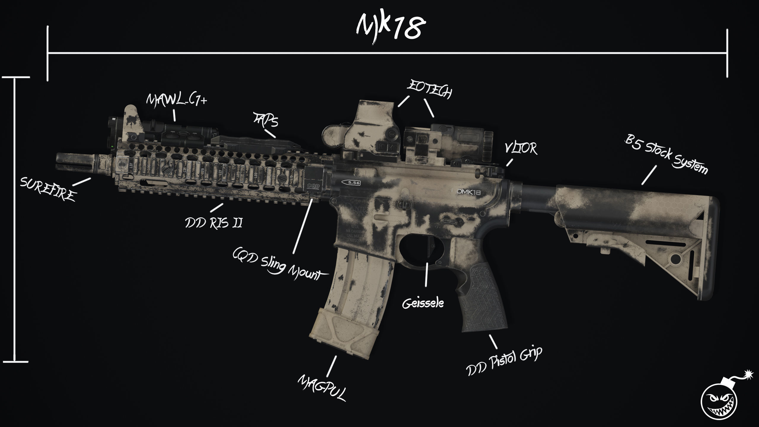 3D model Daniel Defense MK18 Painted VR / AR / low-poly | CGTrader