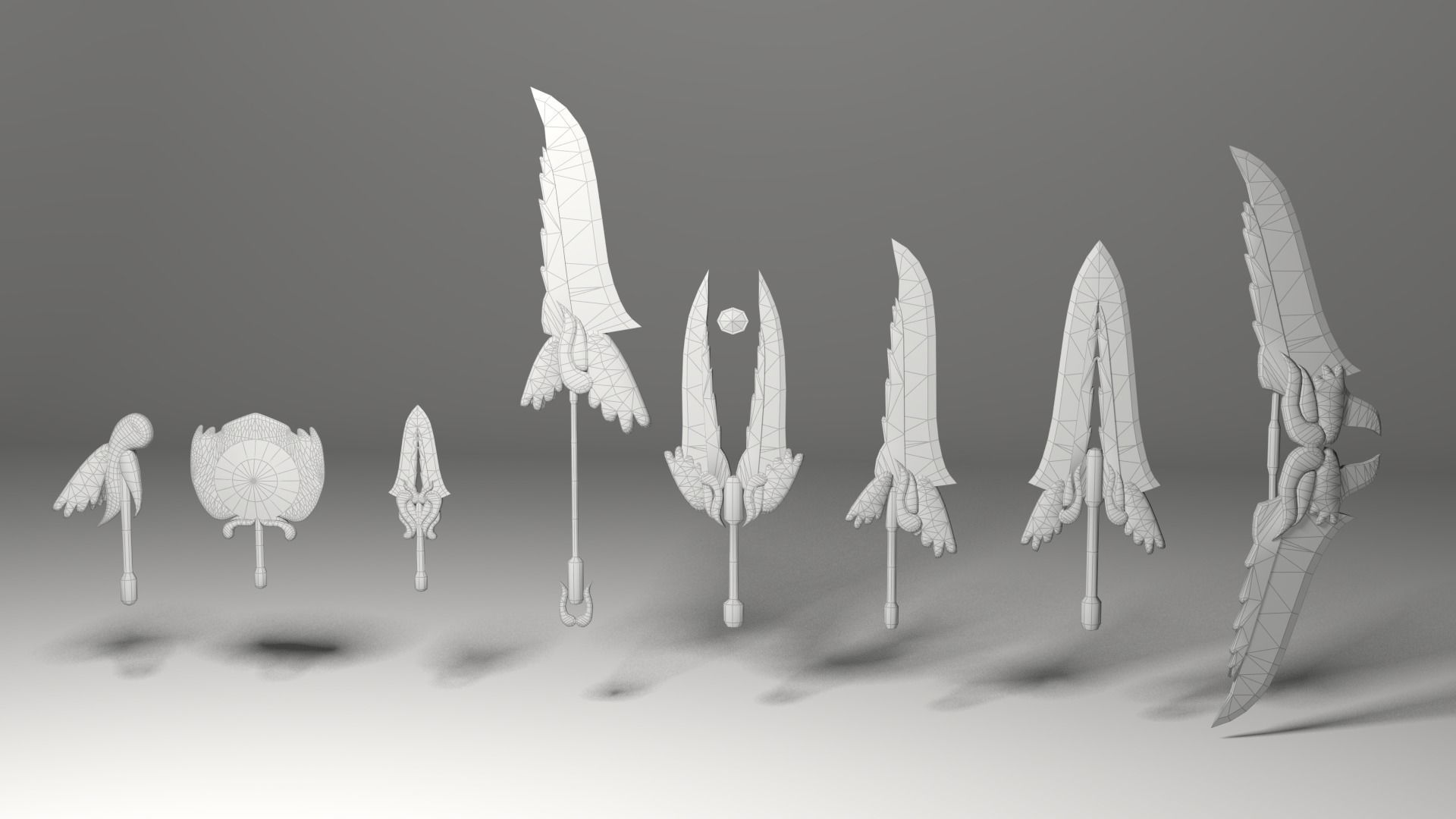 3D model Fantasy gold medieval weapons set VR / AR / low-poly | CGTrader