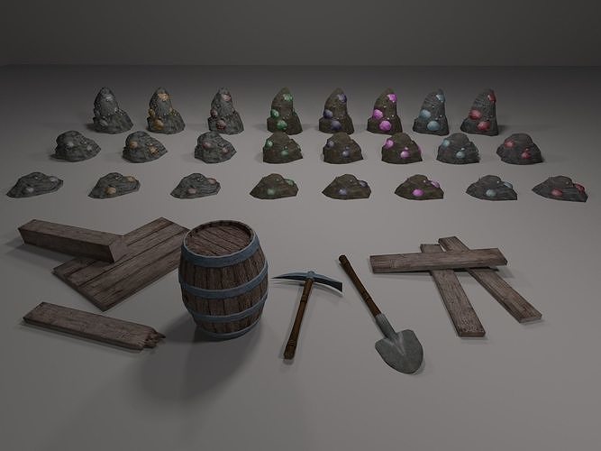 3D model Mining items pack and ores VR / AR / low-poly | CGTrader
