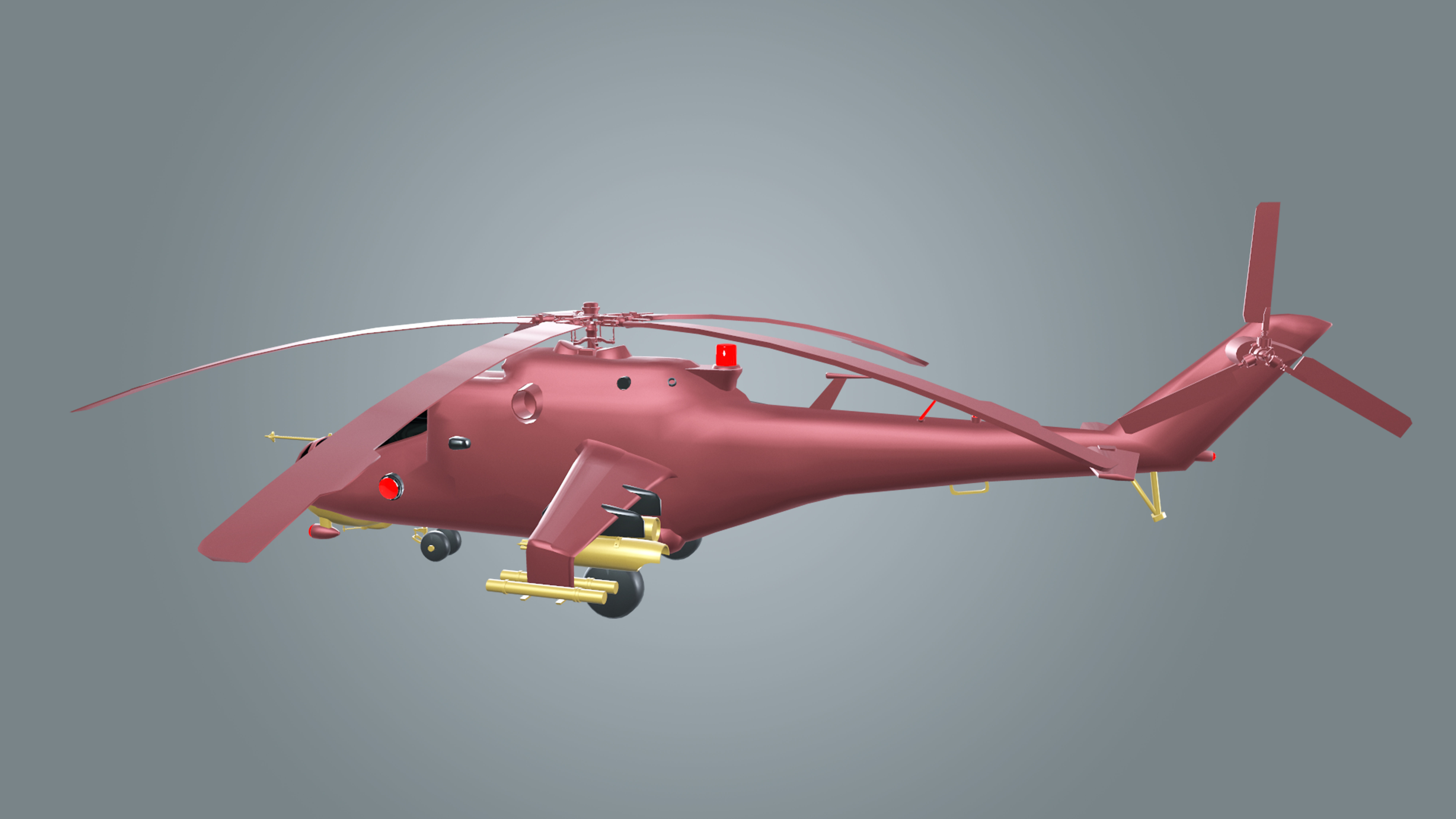 3D model low poly Helicopter 3d model military color VR / AR / low-poly ...