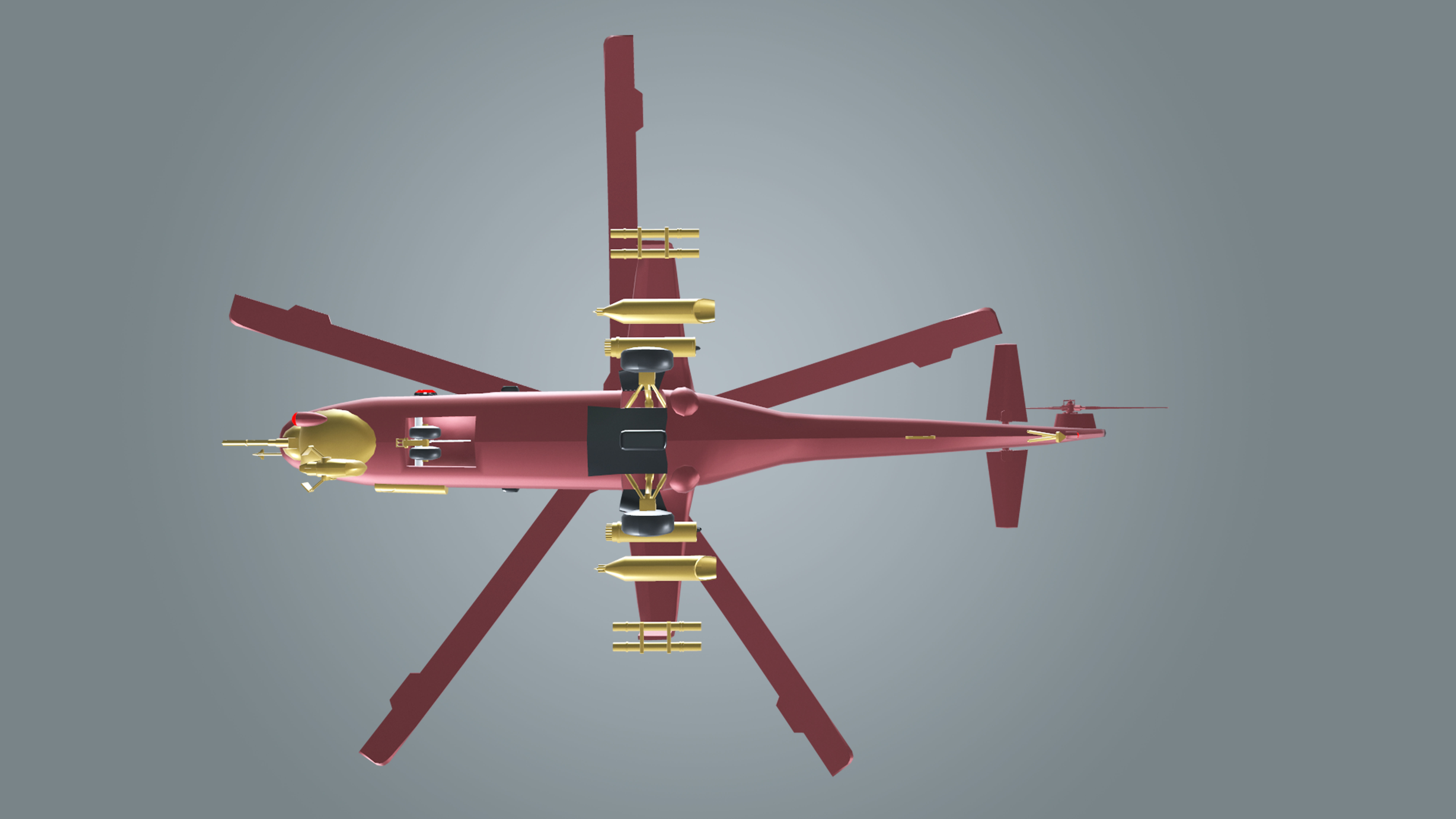 3D model low poly Helicopter 3d model military color VR / AR / low-poly ...