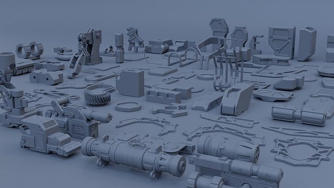 60 Sci Fi kitbash 3D model | CGTrader