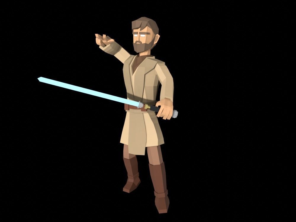 3D model Low-Poly Star Wars Obi Wan Jedi 3D rigged model Low Poly ...