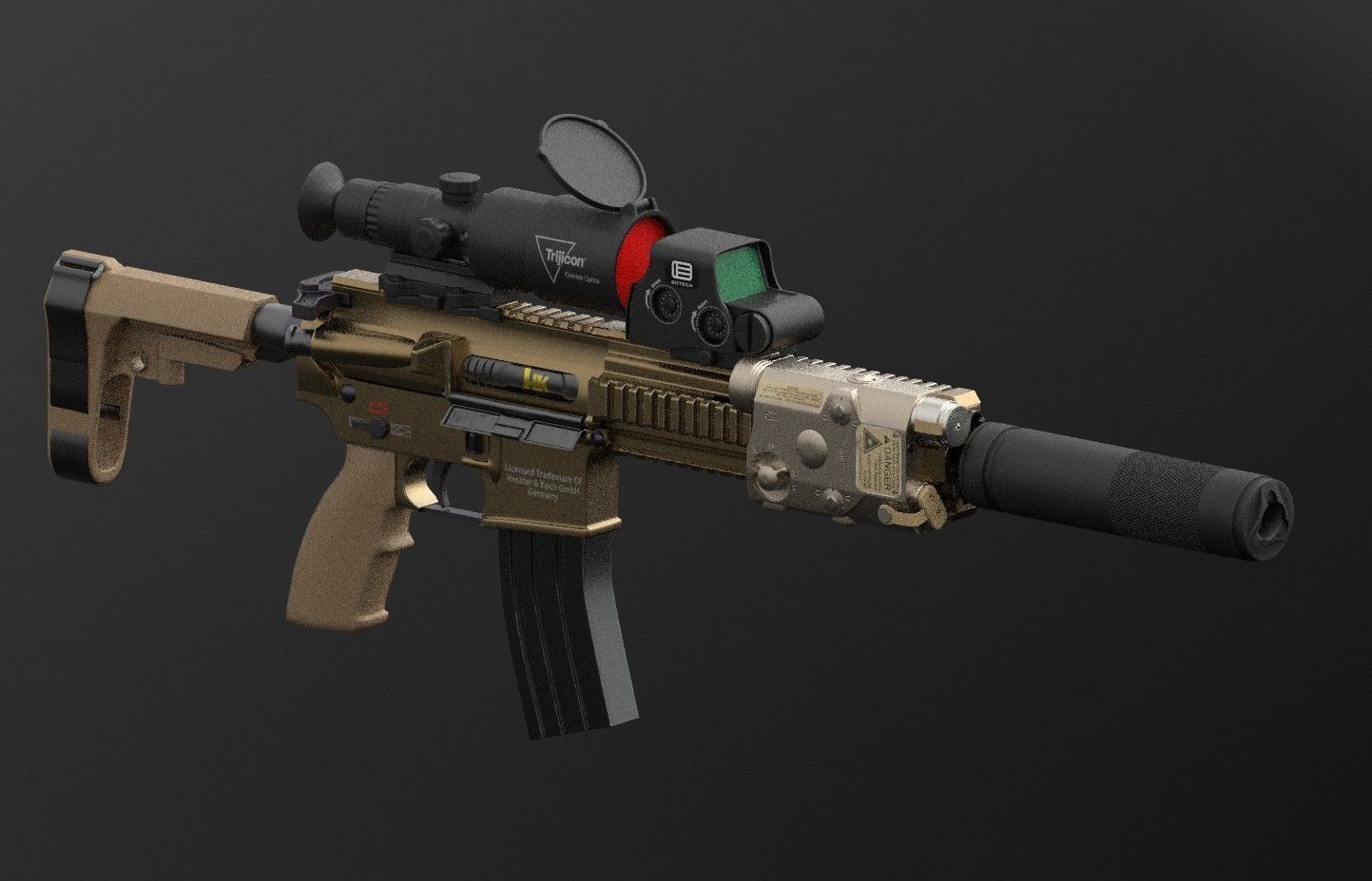 Gun Assault Rifle HK 416 3D model | CGTrader