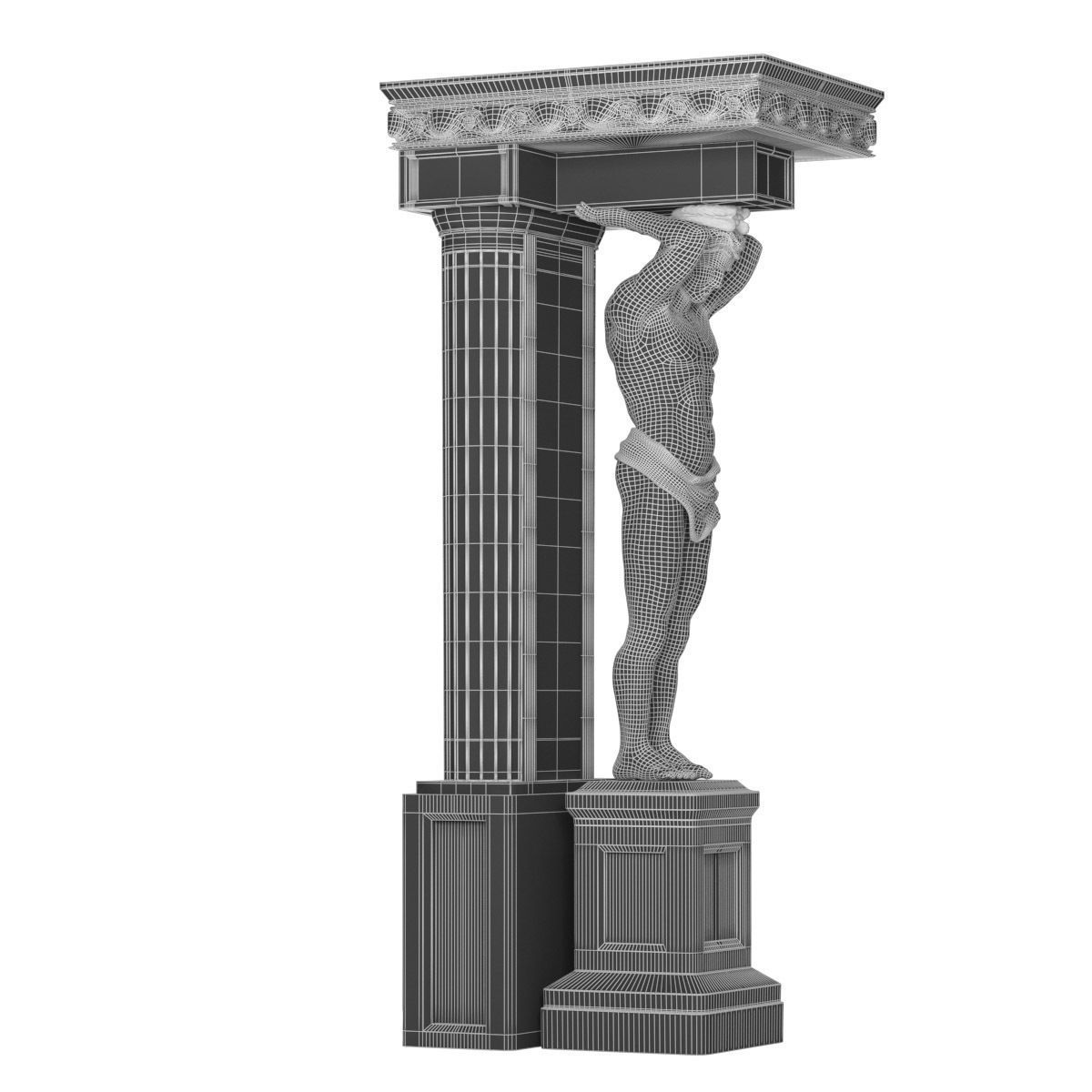 Atlant statue of man holding column 3D model | CGTrader