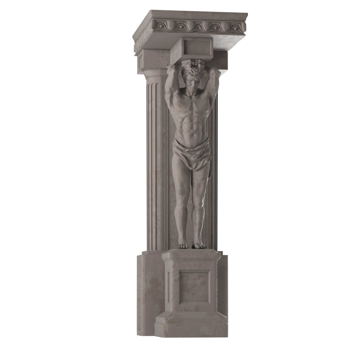 Atlant statue of man holding column 3D model | CGTrader
