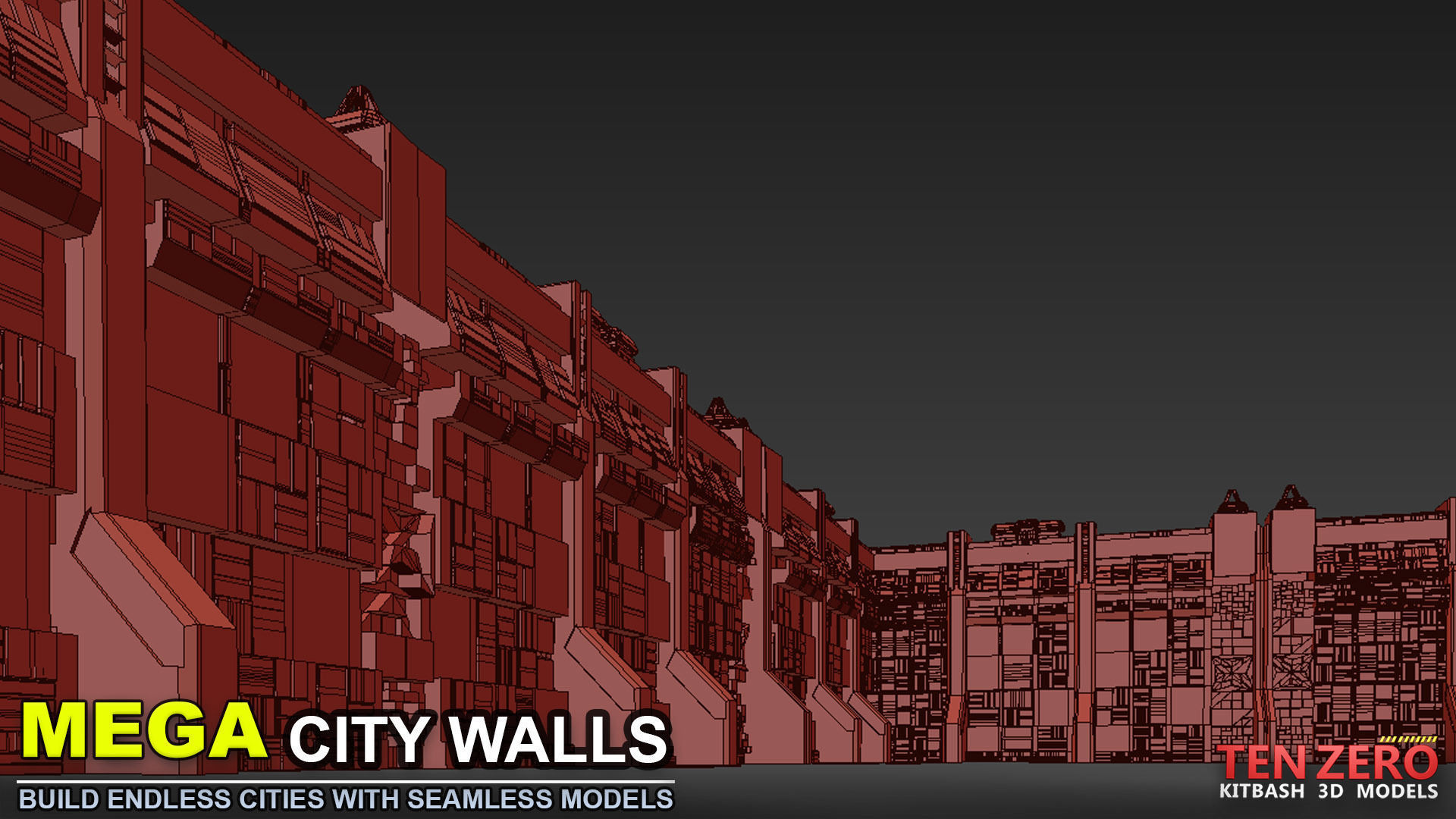 MEGA CITY WALLS SCI-FI KITBASH 3D model | CGTrader