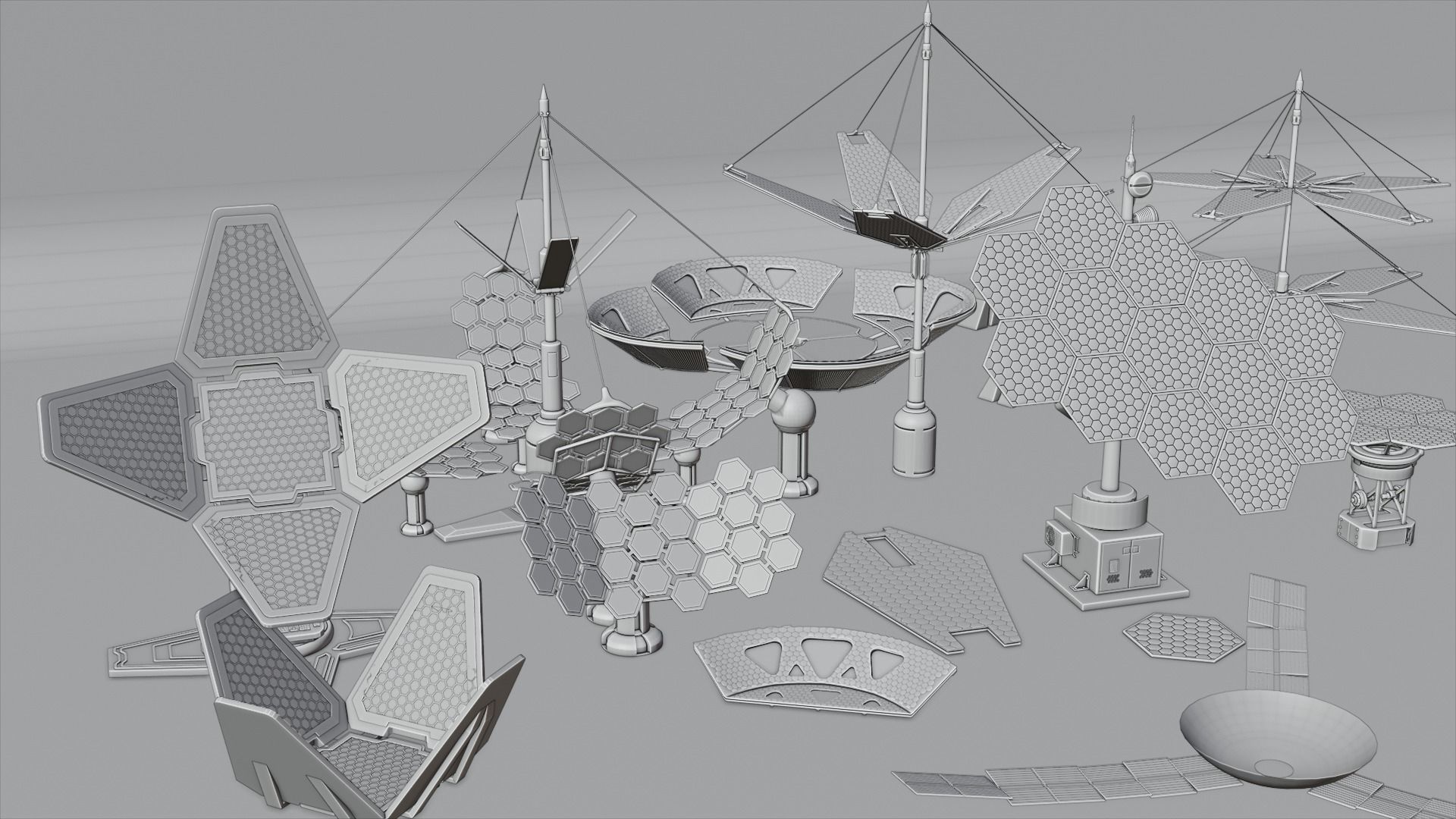 3D model 15 Sci-Fi Solar panels VR / AR / low-poly | CGTrader