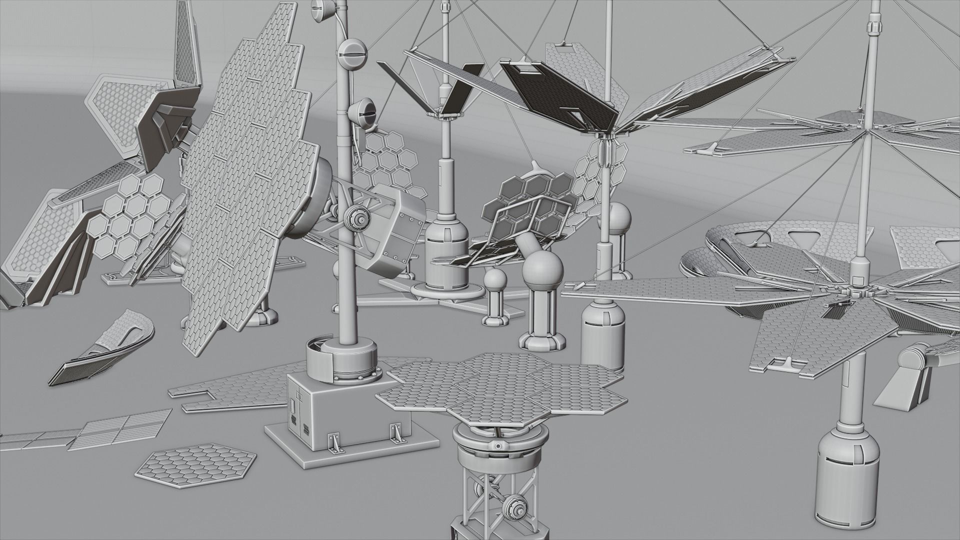 3D model 15 Sci-Fi Solar panels VR / AR / low-poly | CGTrader