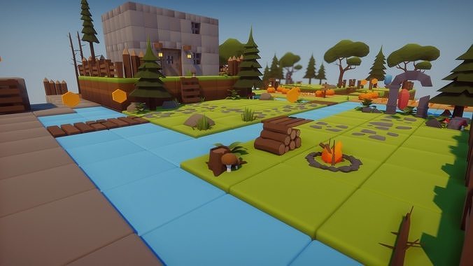 3D model Cartoon Cube World - Brick Block 3D Asset VR / AR / low-poly ...