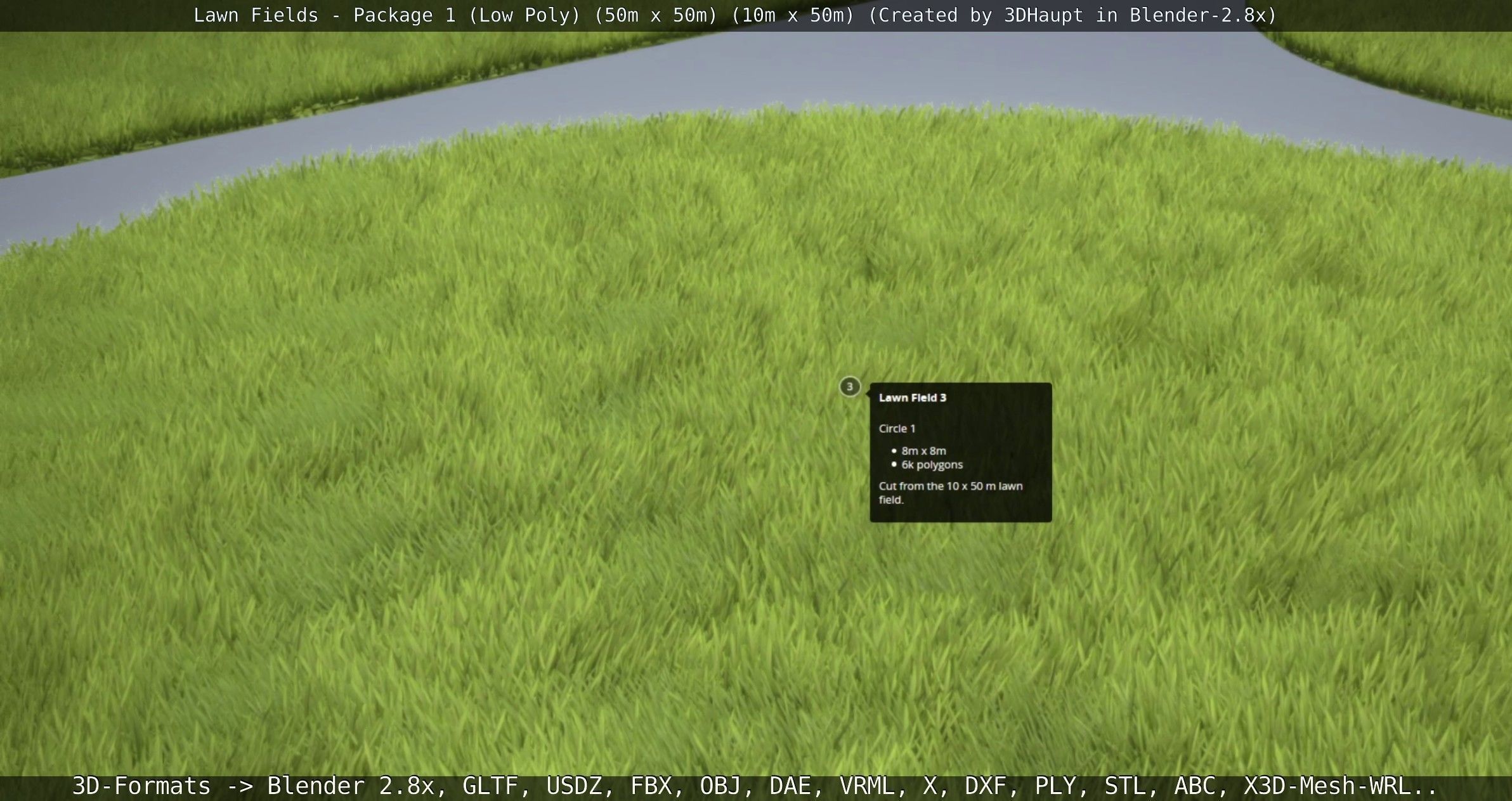 3D model Low-Poly Lawn Fields - Package 1 VR / AR / low-poly | CGTrader