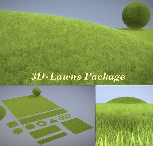 3D model Low-Poly Lawn Fields - Package 1 VR / AR / low-poly | CGTrader