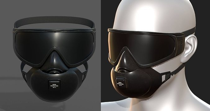 3D model Gas mask protection futuristic technology VR / AR / low-poly ...
