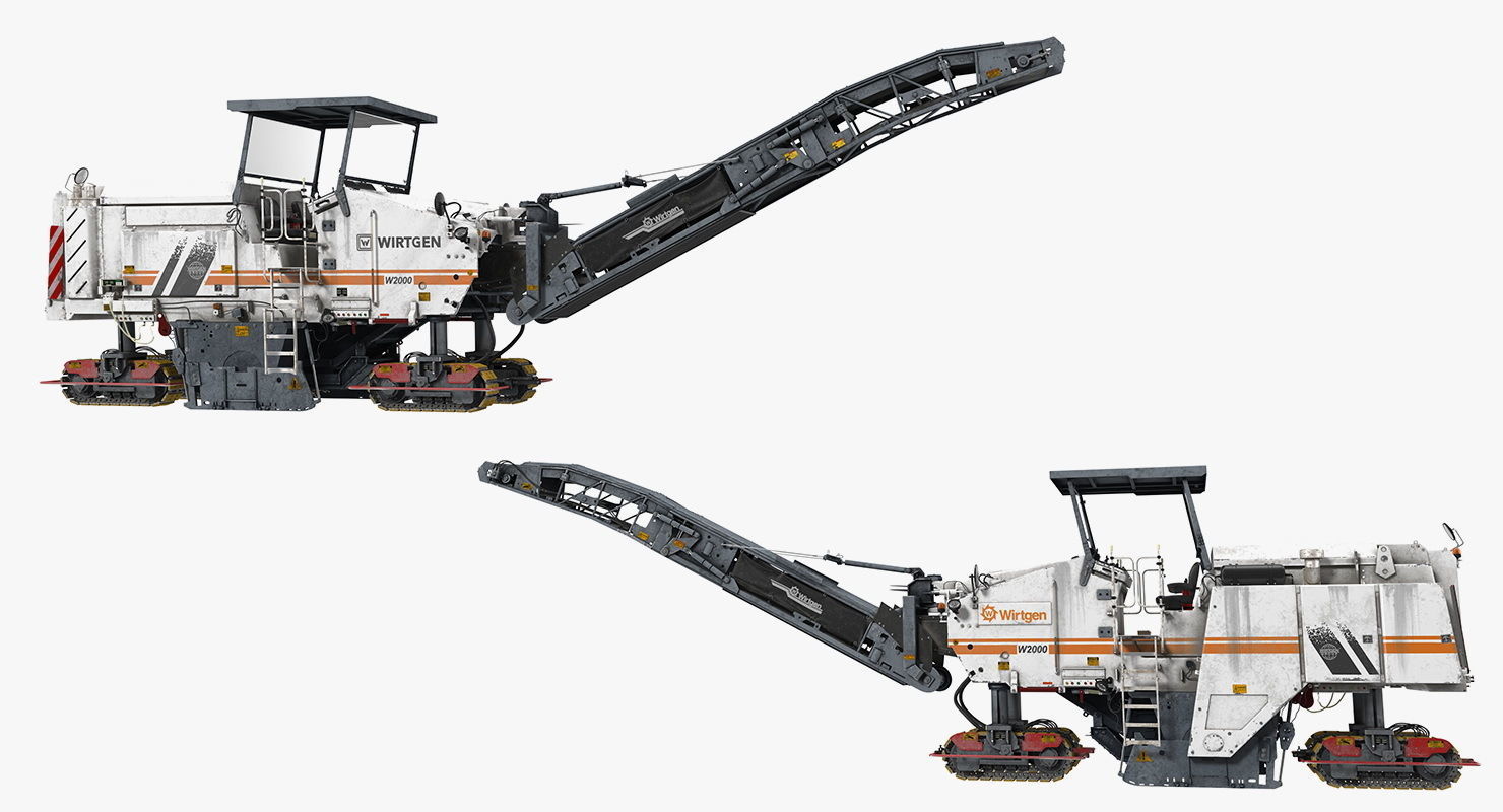 Wirtgen W2000 Asphalt Milling Machine Dirty Rigged 3D model rigged ...