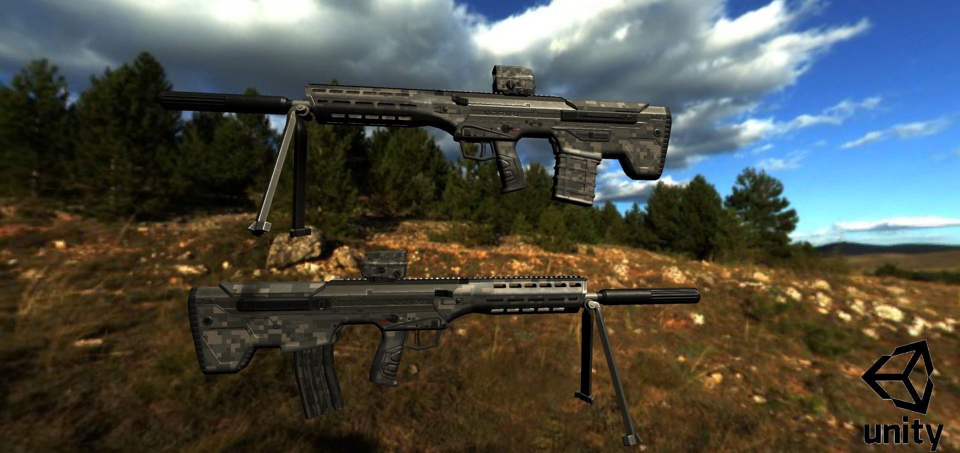 3D model Modular Bullpup Rifle-Squad Automatic Weapon Variant VR / AR ...