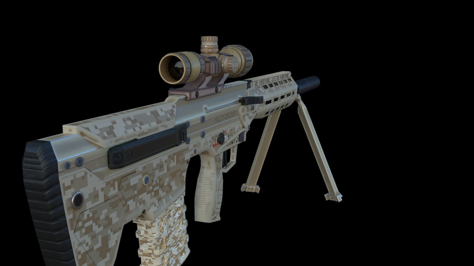 3D model Modular Bullpup Rifle-Squad Automatic Weapon Variant VR / AR ...