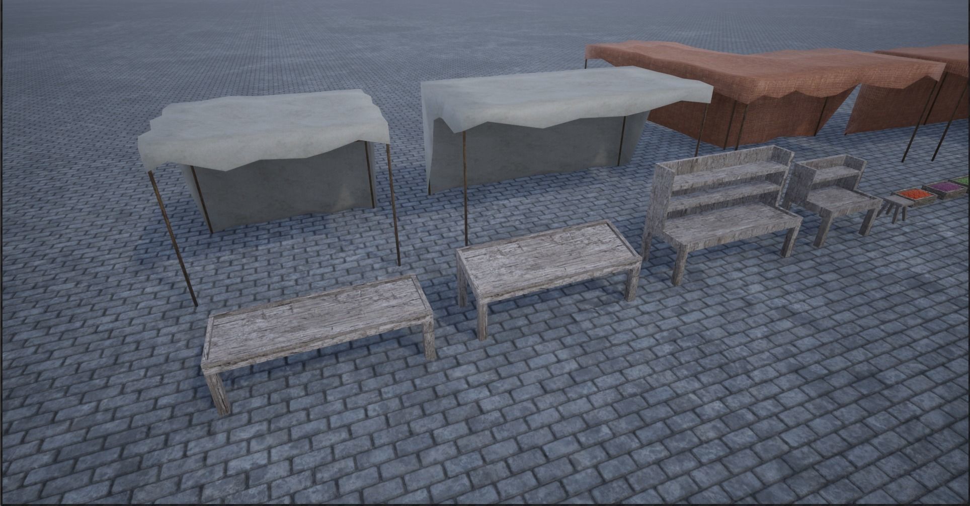 3D model Lowpoly Bazaar-Marketplace Stands VR / AR / low-poly | CGTrader