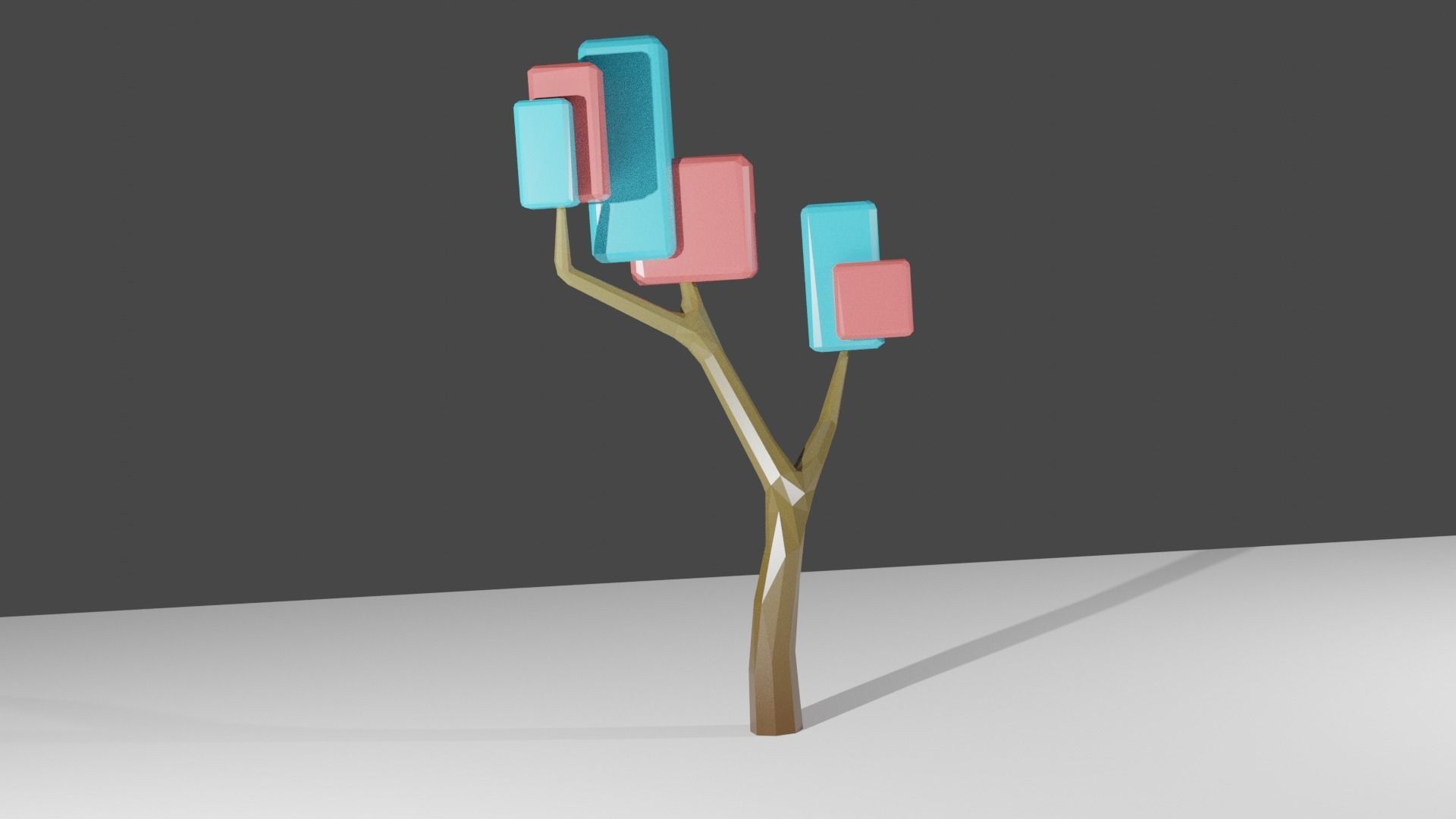 3D model Red blue tree VR / AR / low-poly | CGTrader