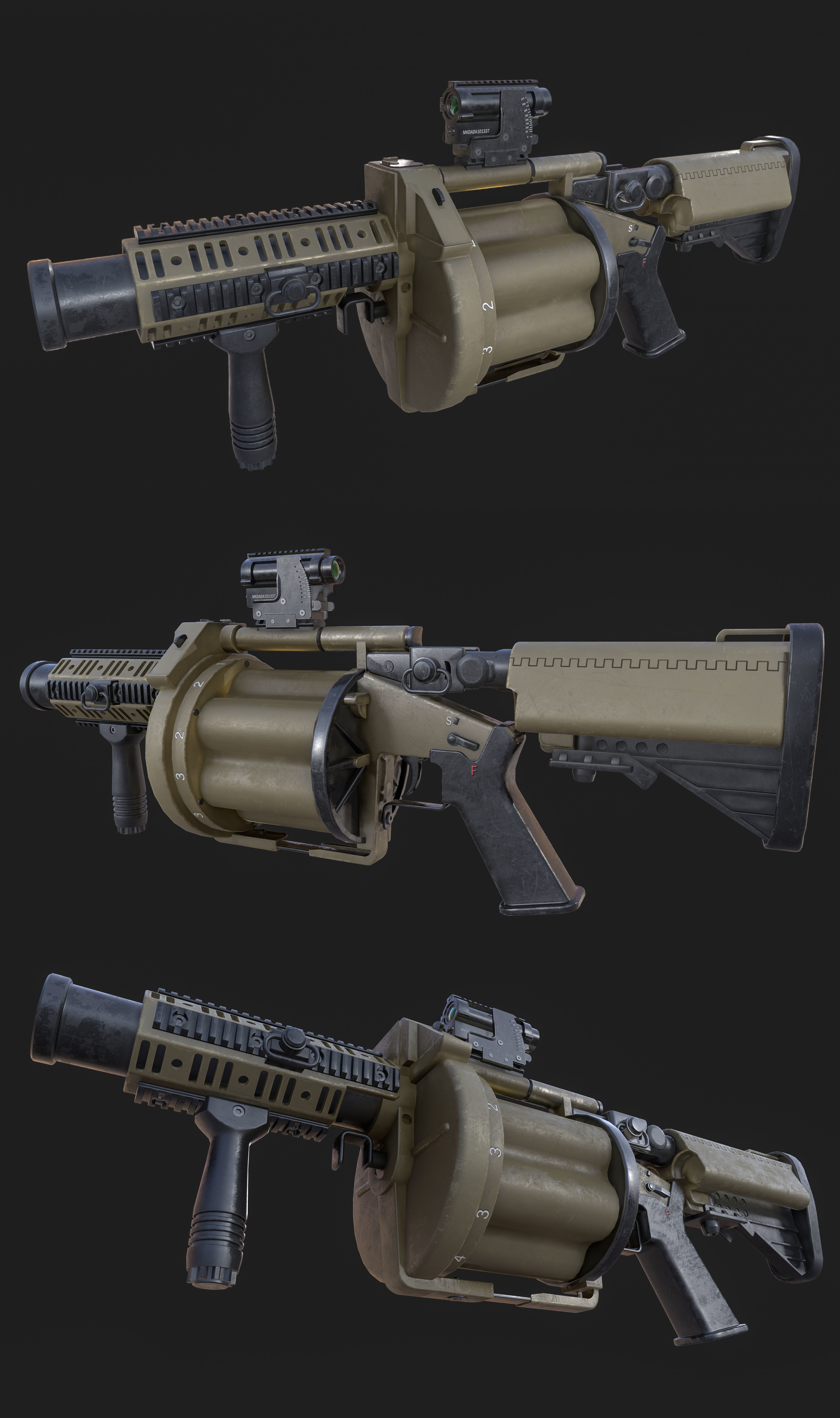 3D model Milkor Multiple Grenade Launcher 140 VR / AR / low-poly | CGTrader