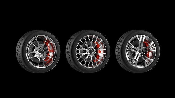 3D model 3 Car Wheel Collection VR / AR / low-poly | CGTrader