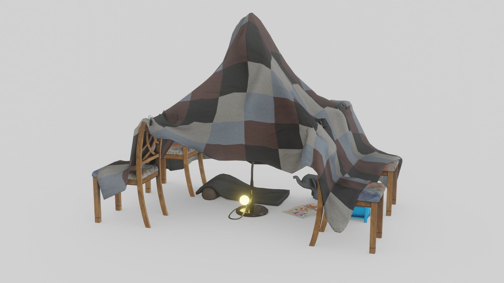 Blanket Fort free VR / AR / low-poly 3D model | CGTrader