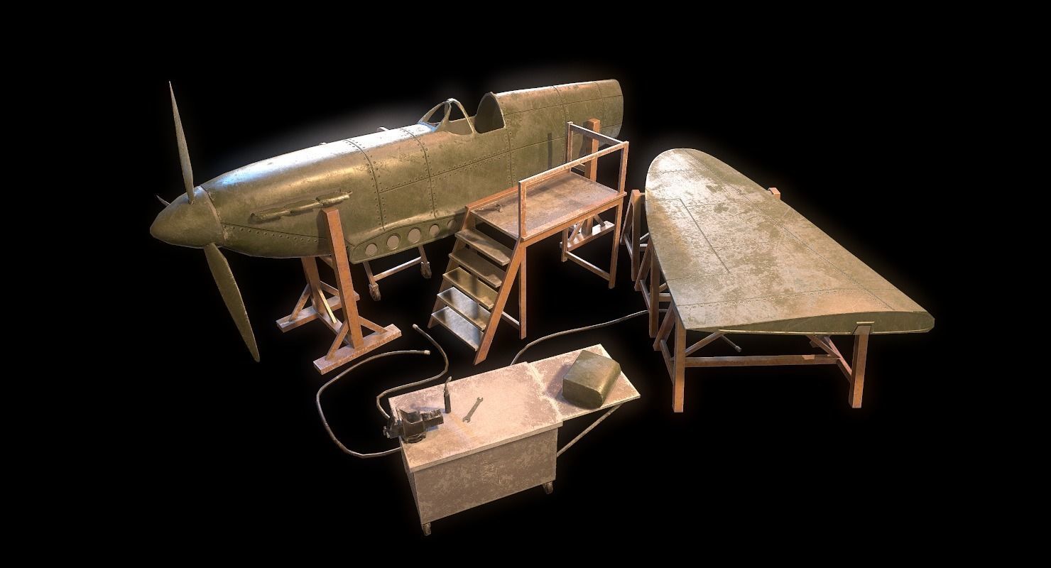 3D model Airplane Workbench WWII VR / AR / low-poly | CGTrader