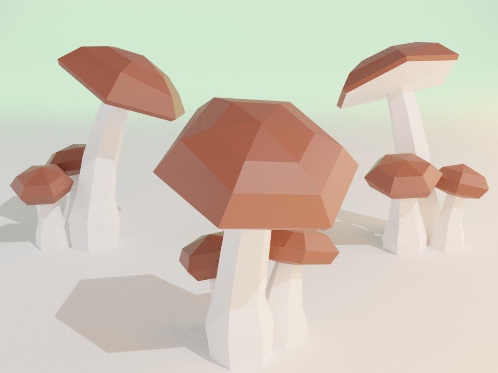 Low poly mushrooms free VR / AR / low-poly 3D model | CGTrader