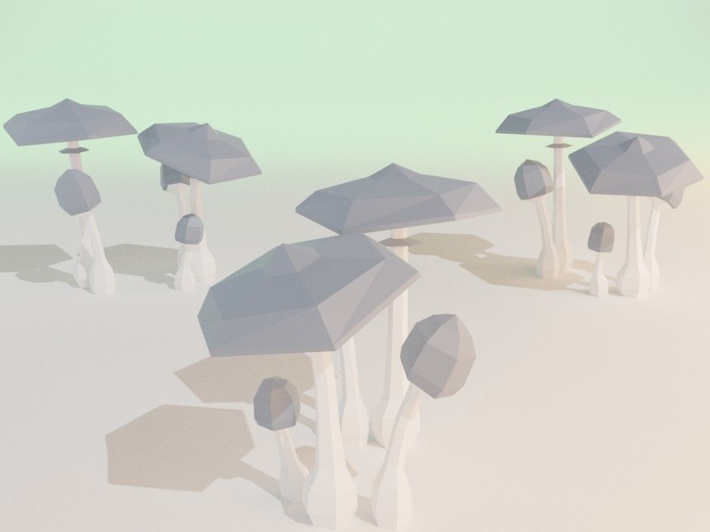 Low poly mushrooms free VR / AR / low-poly 3D model | CGTrader