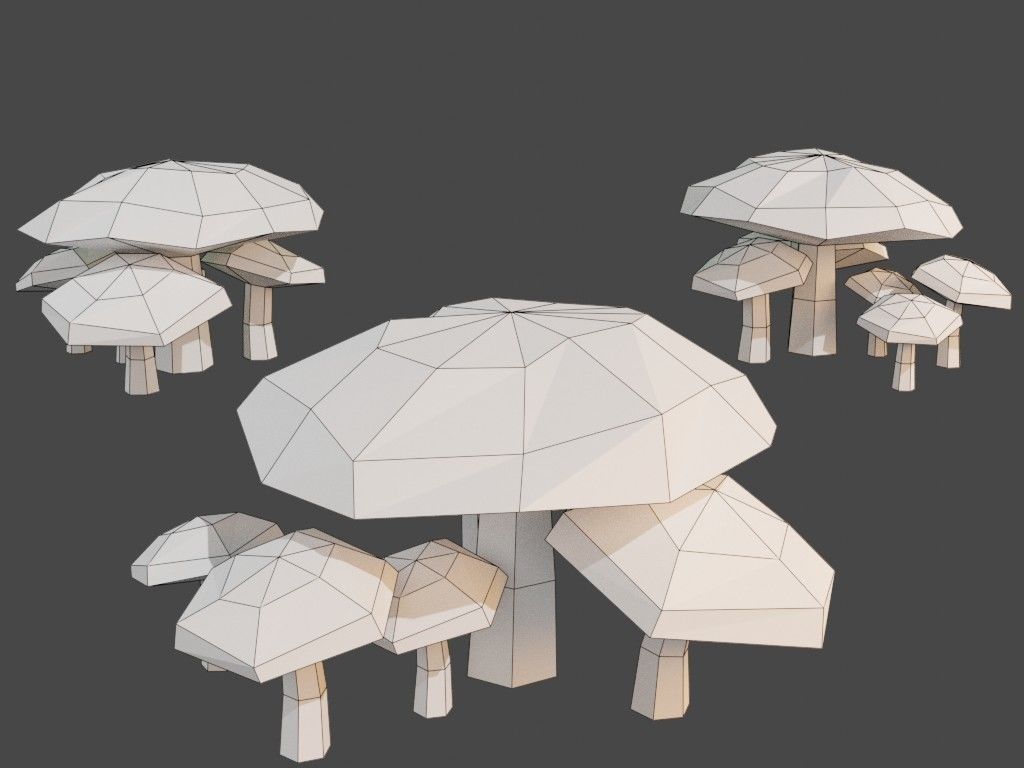 Low poly mushrooms free VR / AR / low-poly 3D model | CGTrader