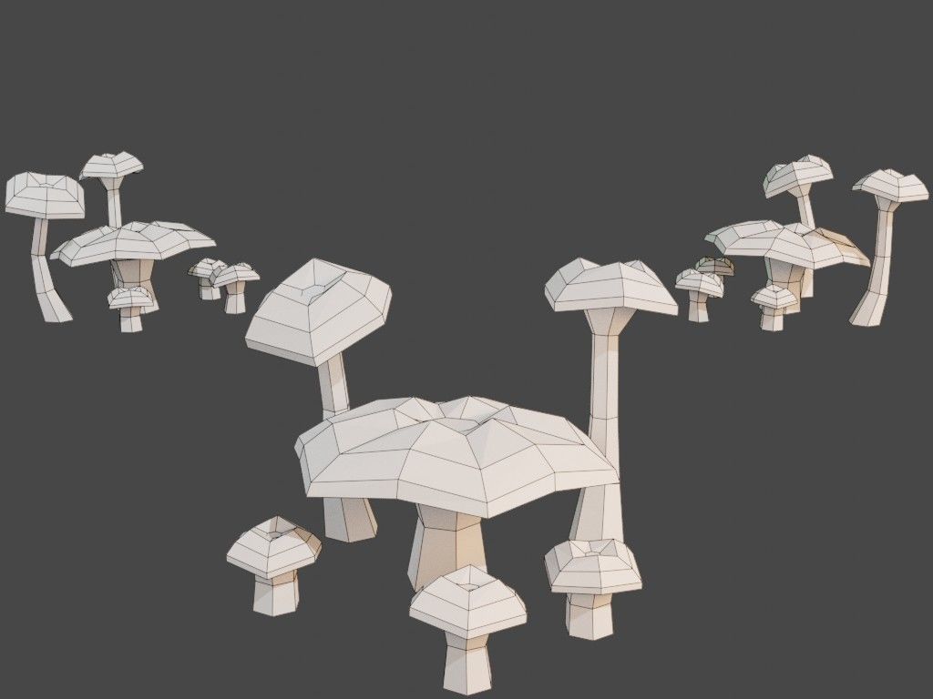 Low poly mushrooms set free VR / AR / low-poly 3D model | CGTrader