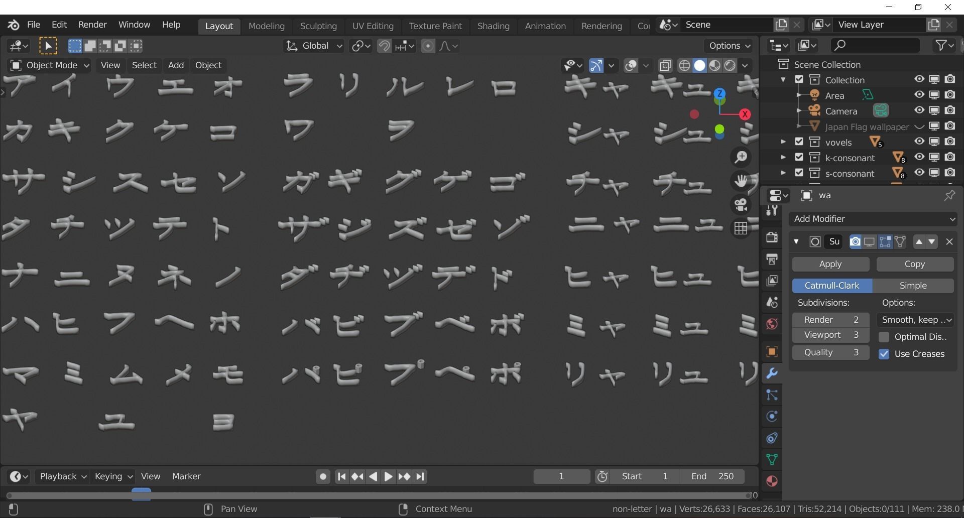 3D model Basic Katakana - Japanese characters VR / AR / low-poly | CGTrader