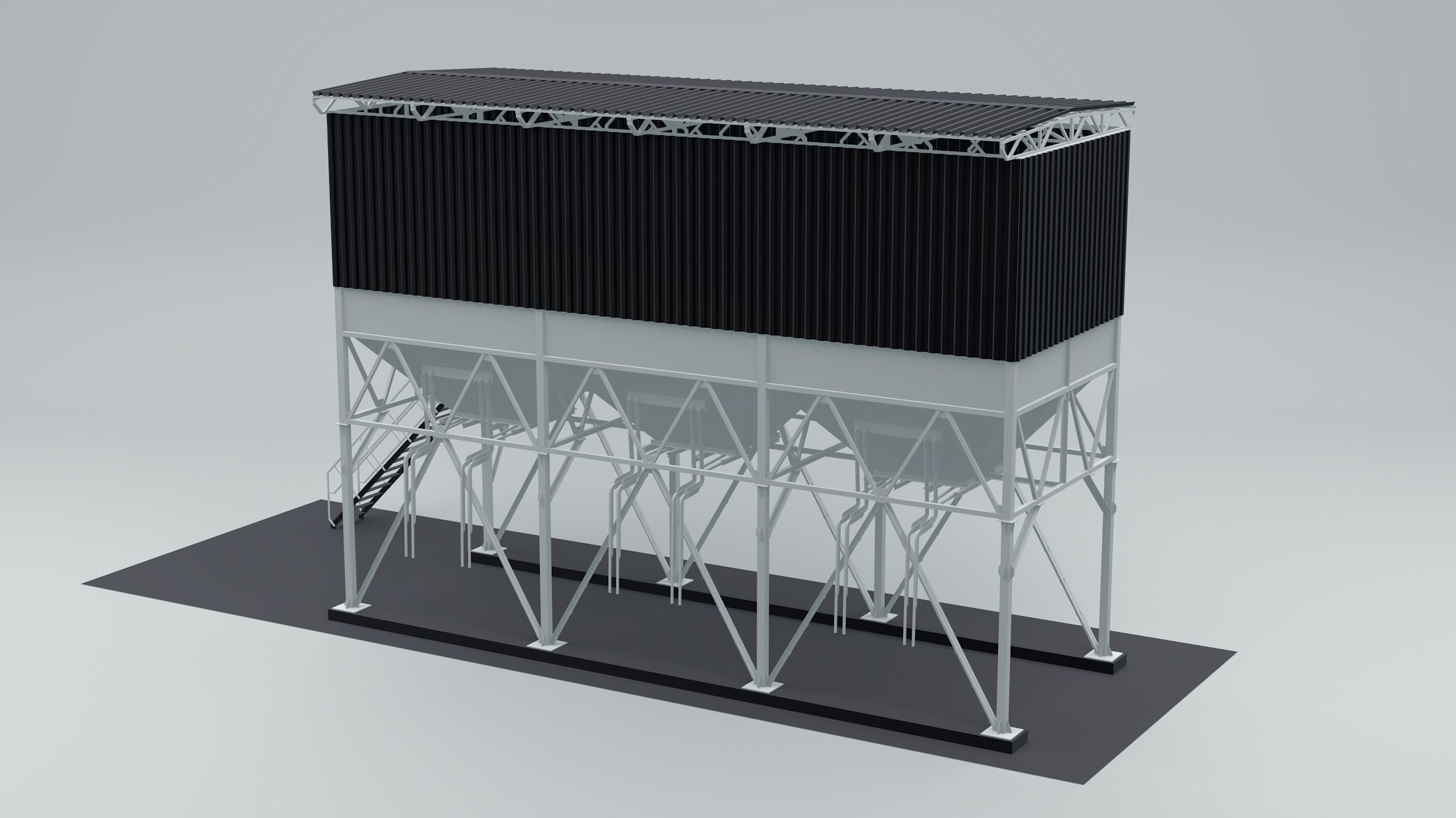 steelwork metal building with stairs 3D model animated | CGTrader