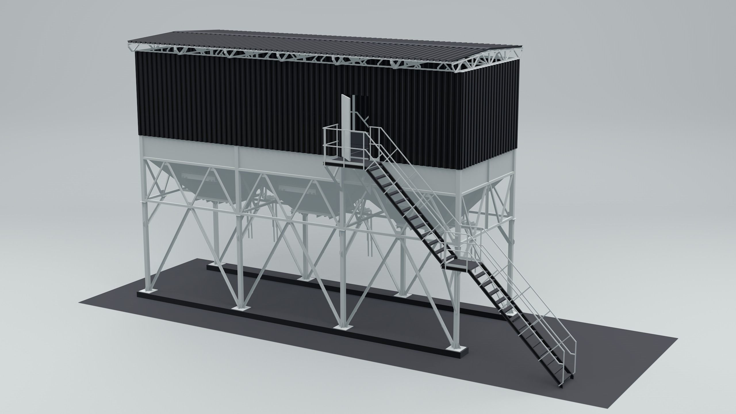 steelwork metal building with stairs 3D model animated | CGTrader