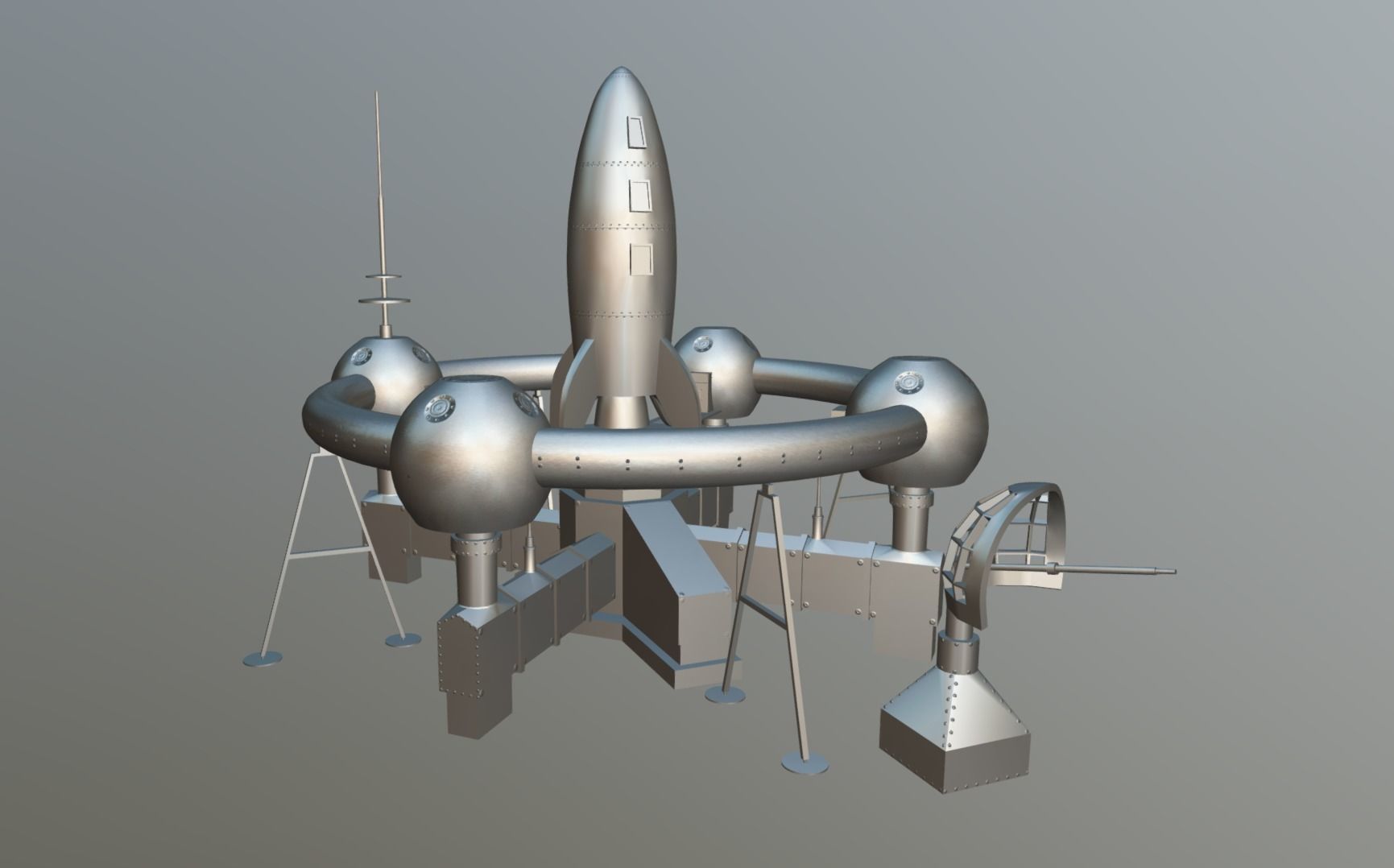 3D model Retro Sci-Fi Moonbase VR / AR / low-poly | CGTrader
