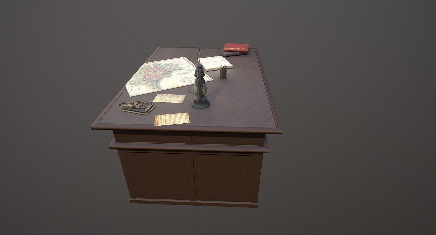 3D model Cartographer Desk Morse Code Device WWII VR / AR / low-poly ...
