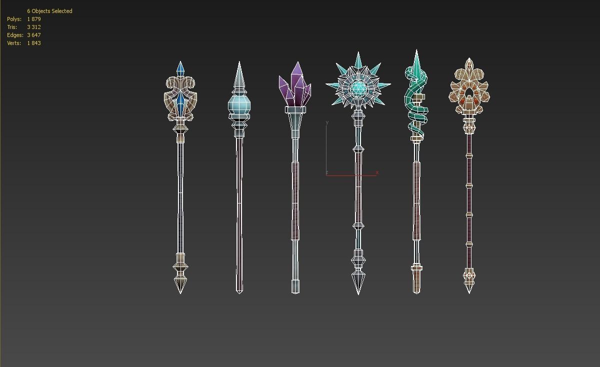 Magic staves 3D model | CGTrader