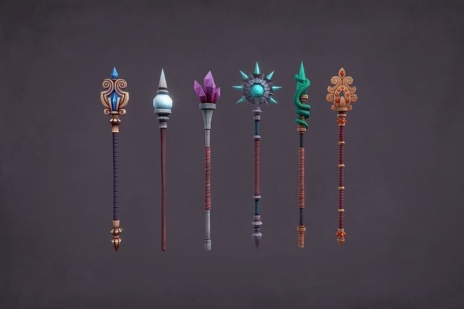 Magic staves 3D model | CGTrader