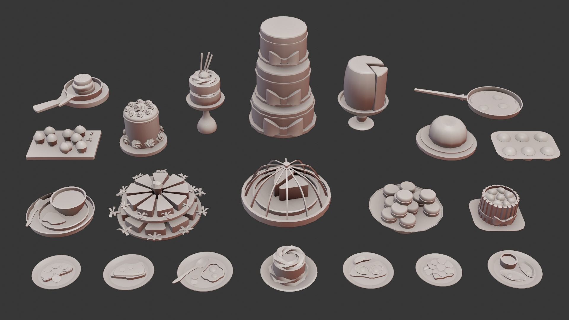 3D model 100 food assets VR / AR / low-poly OBJ FBX BLEND DAE