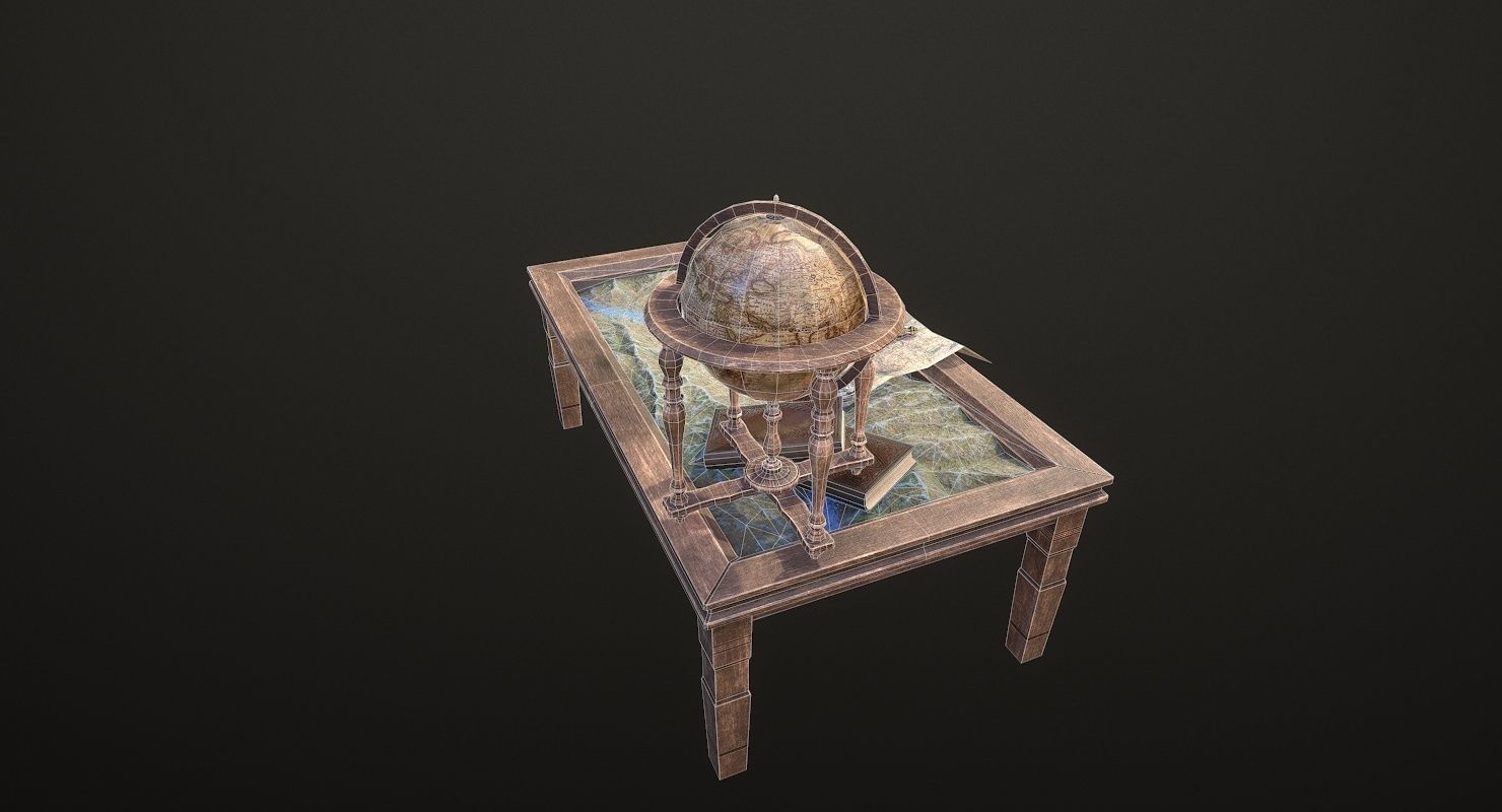 3D model Geographic tactical table with war map VR / AR / low-poly ...
