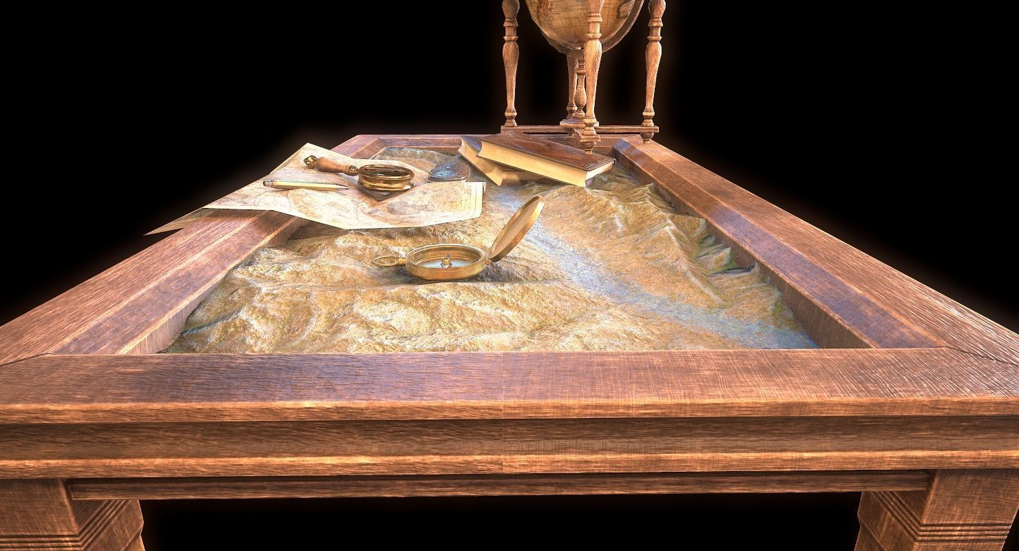 3D model Geographic tactical table with war map VR / AR / low-poly ...