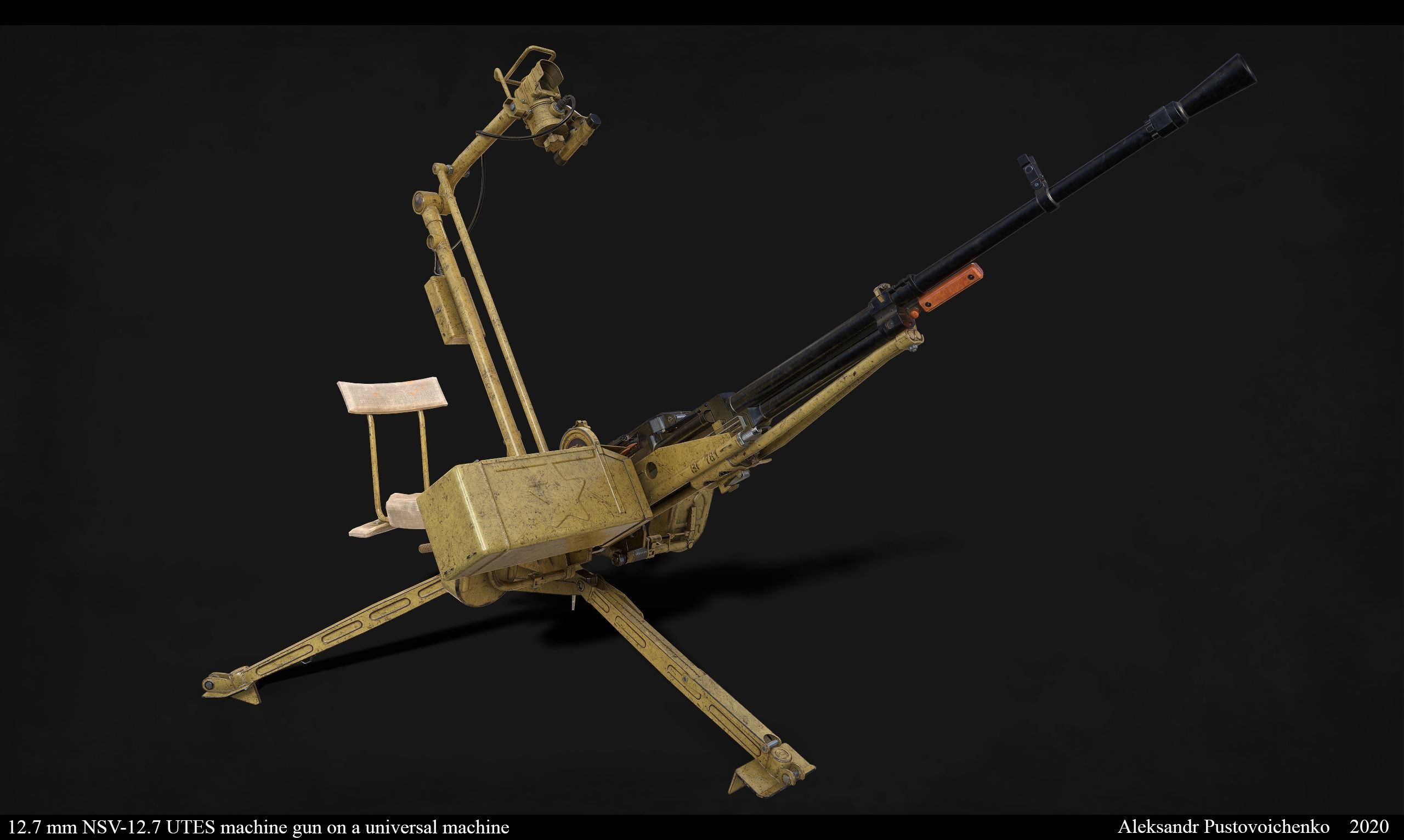 3D model NSV-12-7 mm UTES machine gun on a universal